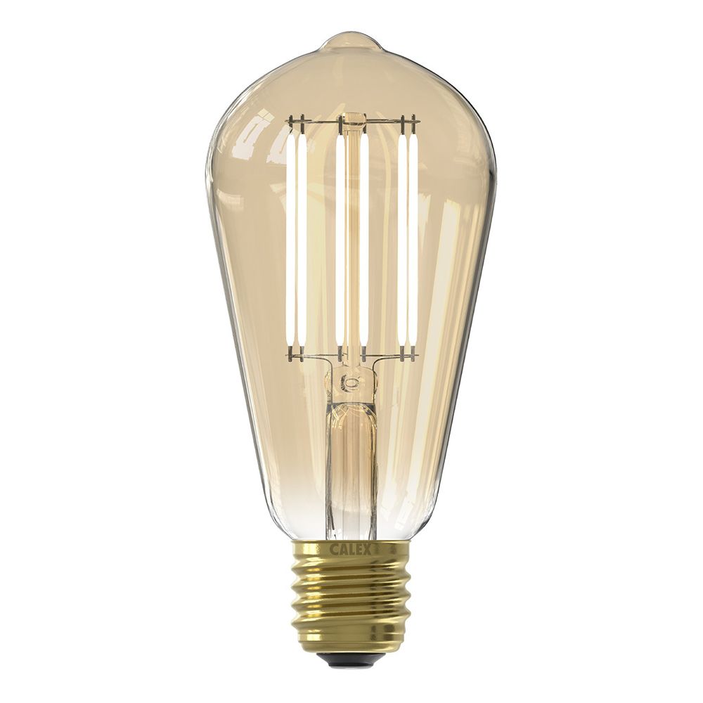 Calex LED Filament Rustiek lamp goud ST64 E27 4.5W 470lm 2100K met sensor