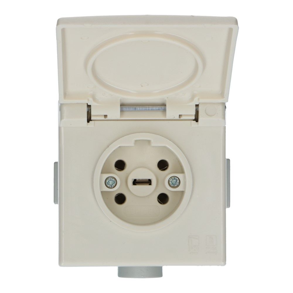 Perilex Inbouw WCD 16A vierkant met klepje creme