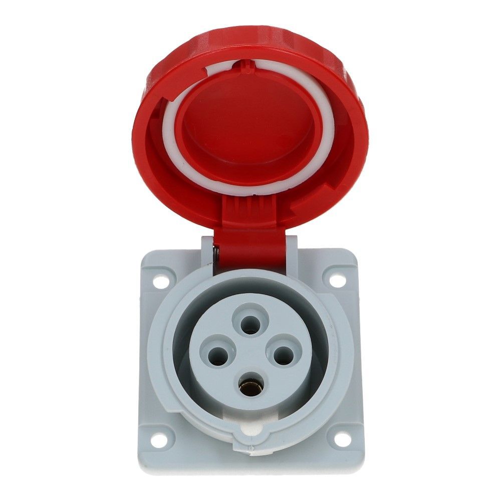 CEE female 4 polig 6H 16A IP44 inbouw wcd 380-415VAC schuin