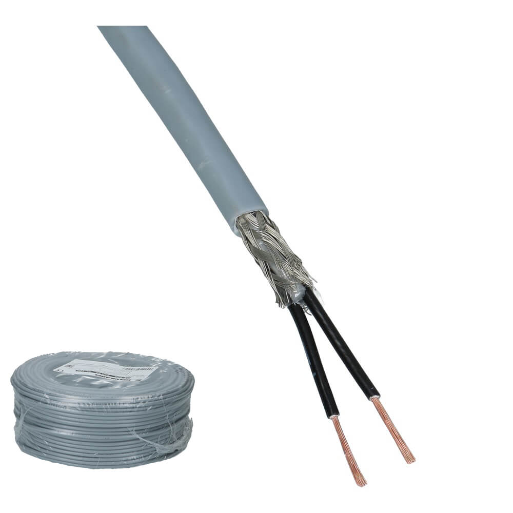 Stuurstroomkabel F-CY-OZ 2x0.5mm² grijs afgeschermd - 100 meter