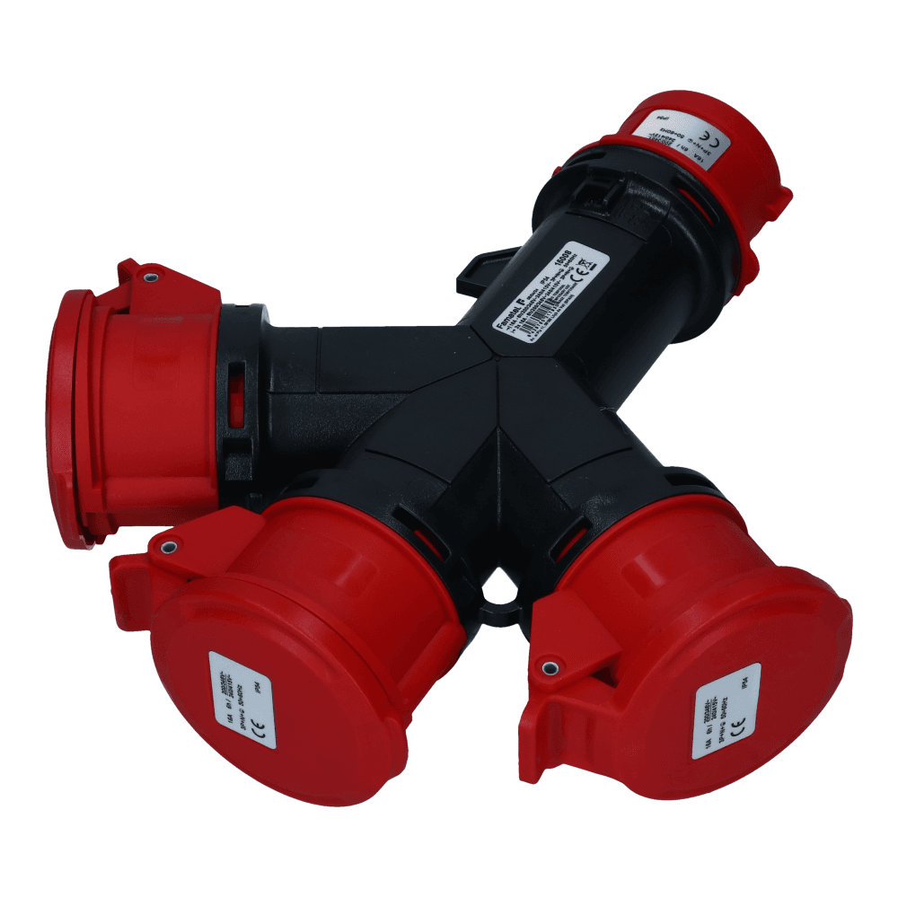 3 weg splitter 1x CEE naar 3xCEE 3p+n+e 16A