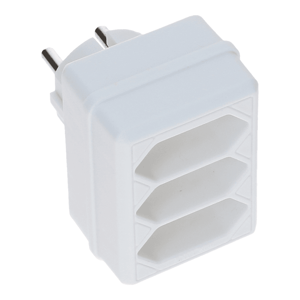 Euro stopcontact splitter 3 voudig wit verticaal