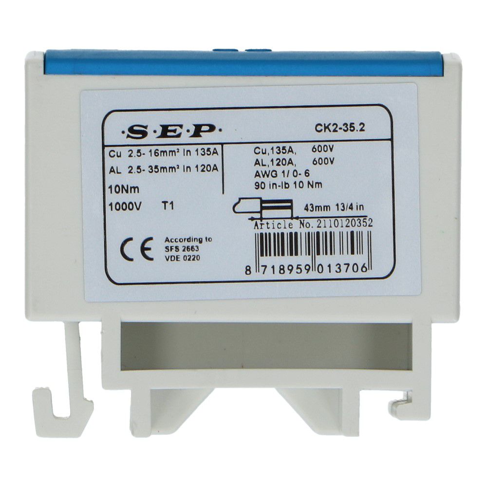 Aftakklem CK2 blauw 2.5mm² t/m 35mm² tweevoudig