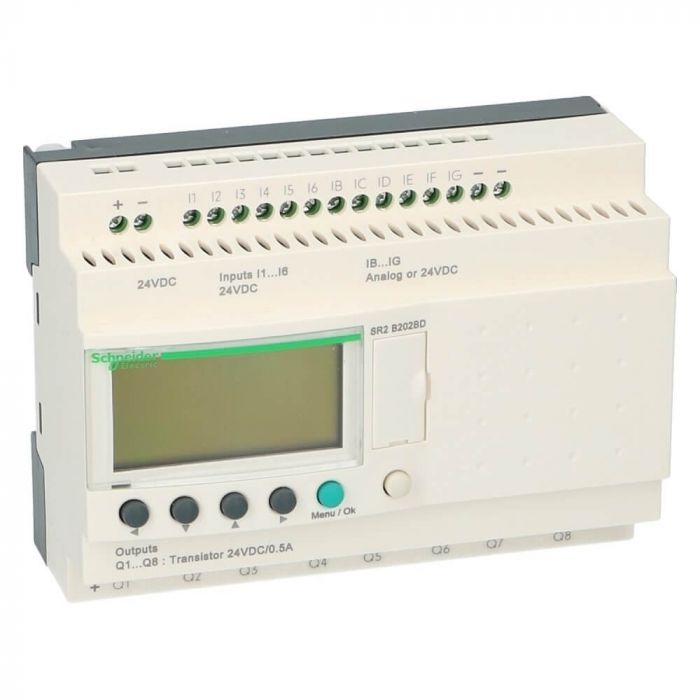 Zelio PLC met klok 20I-O 12in 8uit met scherm 24VDC